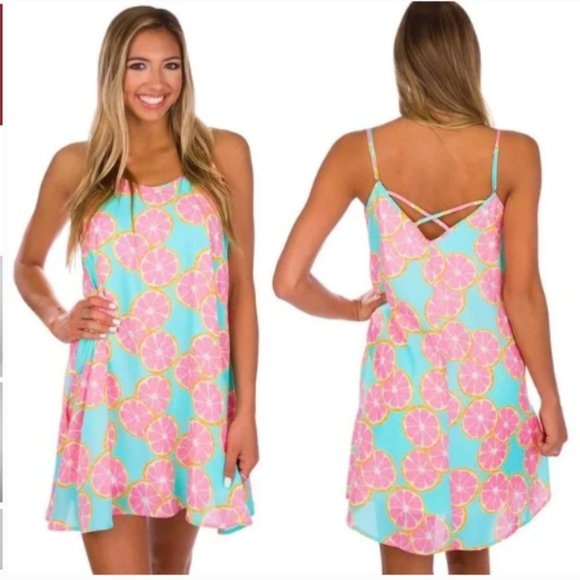 Lauren James | Dresses | Lauren James Lola Swing Dress In Main Squeeze Citrus Grapefruit Dress ...